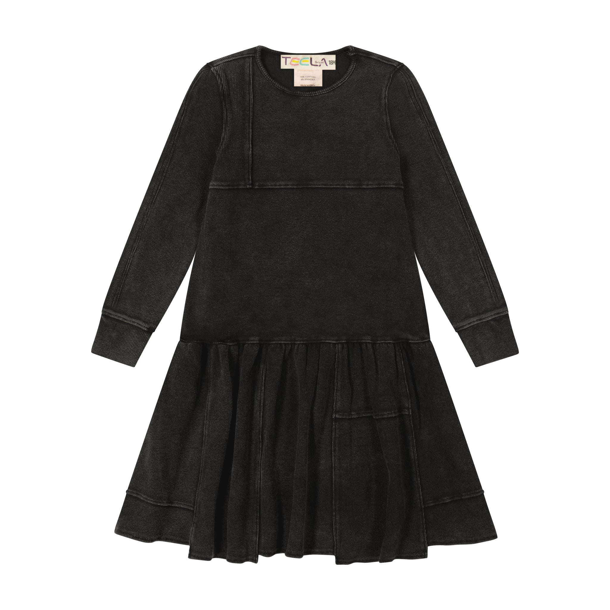 Rib Patch Dress BLACK TeelaNYC Rib Patch Dress BLACK TeelaNYC
