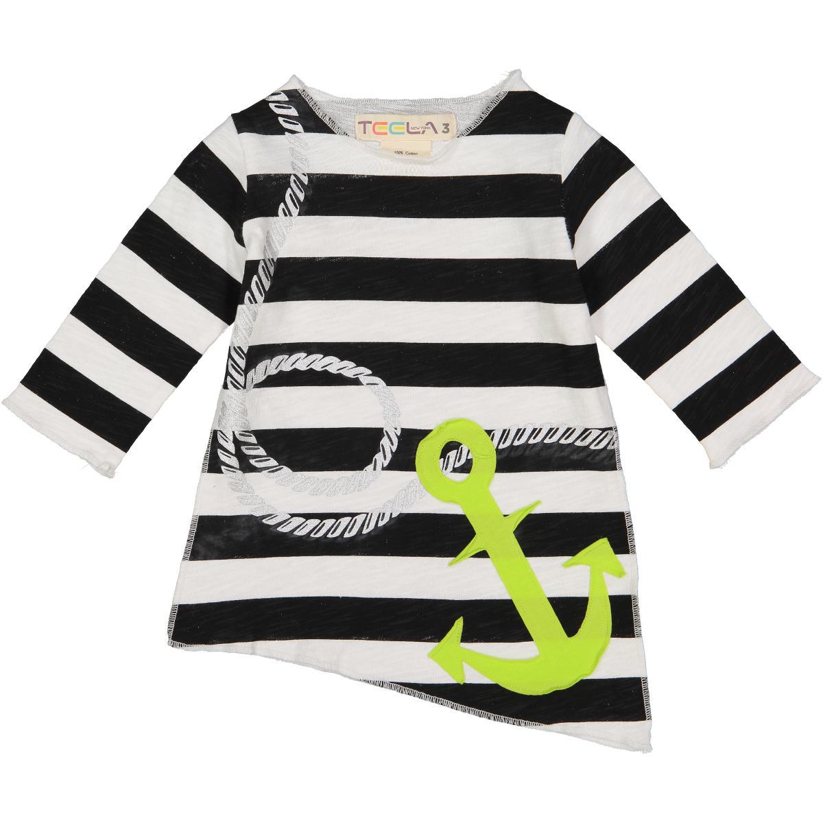 Angled Anchor Black/White Tee – TeelaNYC